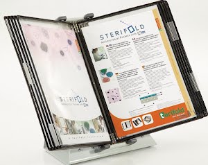 Table-top stands PVC black 10 A4 display panels painted metal stand ...